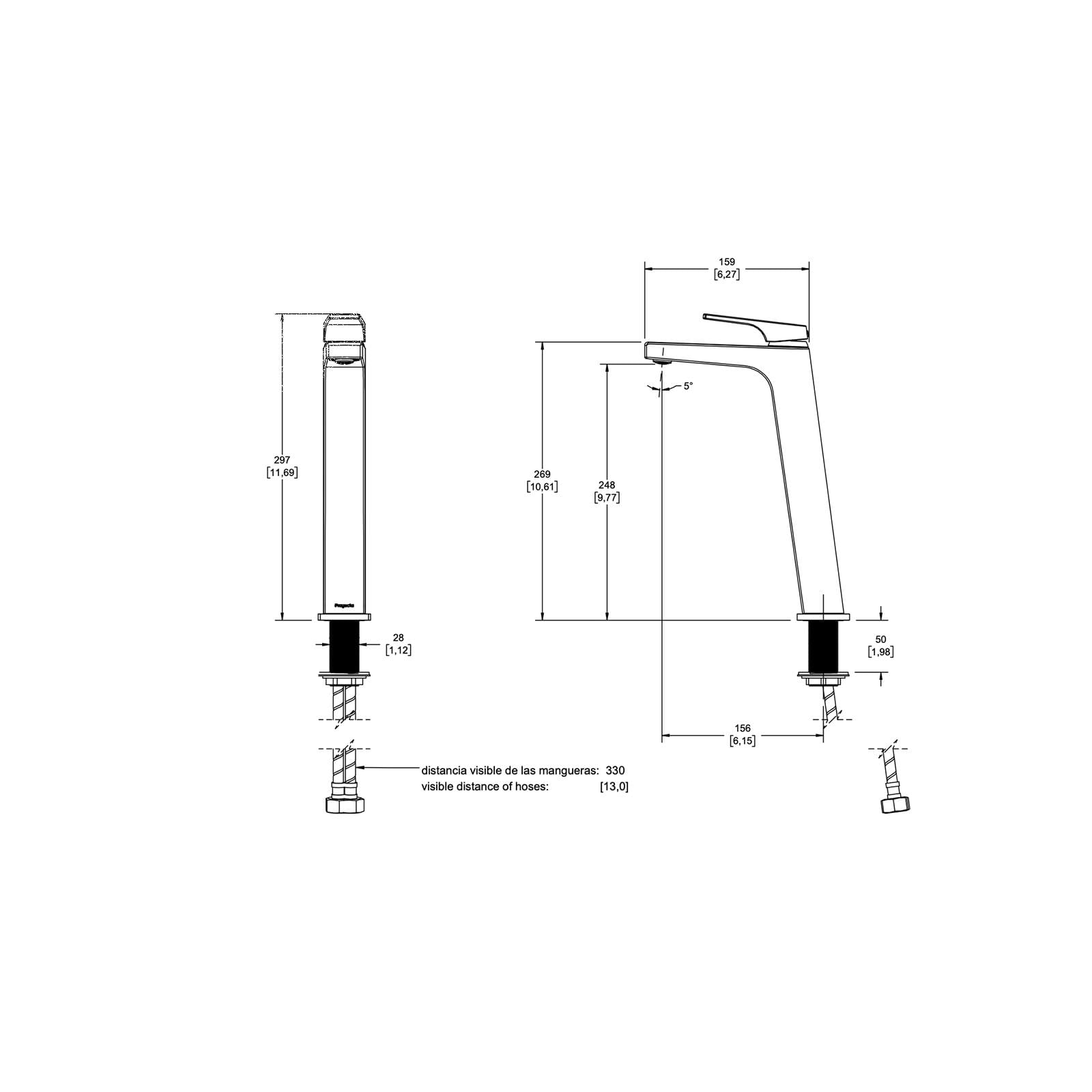 QUADRATTA CAÑO ALTO CROMO (MO8X-QA-01) PROYECTA Helvex Proyecta - Ferco ...