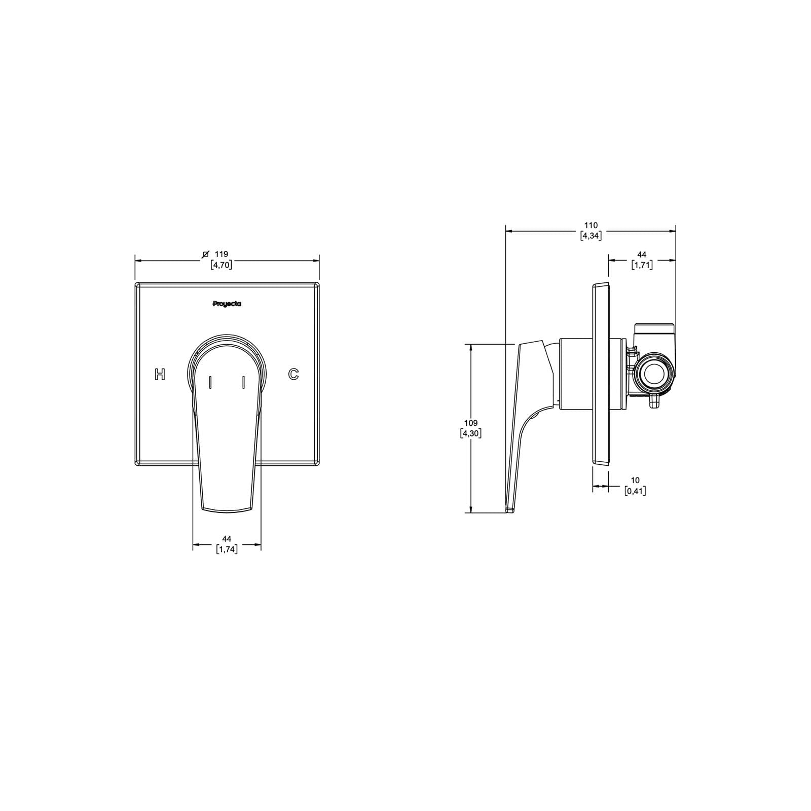 HELVEX PROYECTA MONOMANDO REGADERA SDESV QUADRATTA EB (MOR-QA-01-EB ...